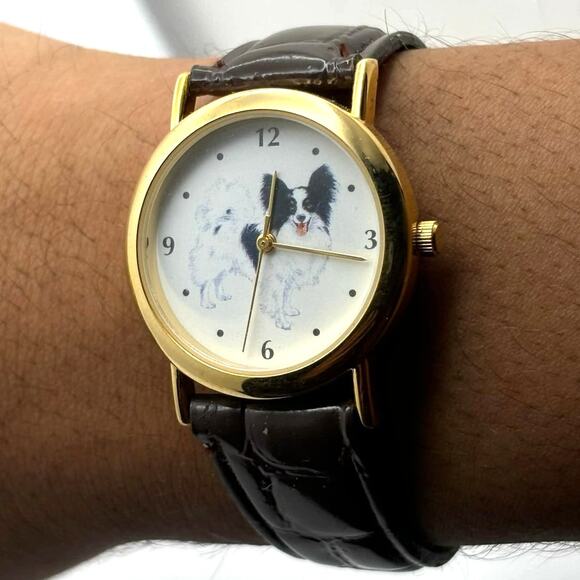 other | Accessories | Gold Brown Papillon Dog Mens Watch | Poshmark